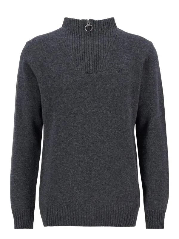 Barbour Half-zip Mock Neck Knit Sweater - Charcoal