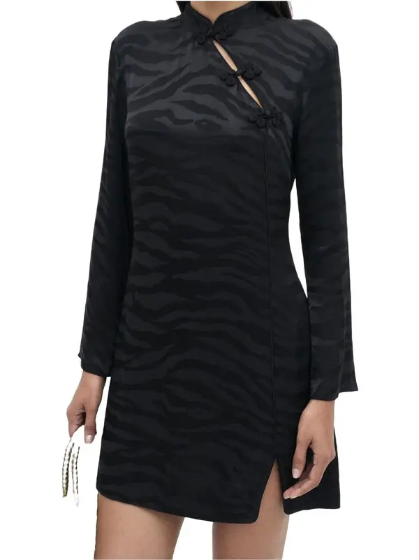 Rixo New Chinese Style Modified Cheongsam Mini Dress - Black