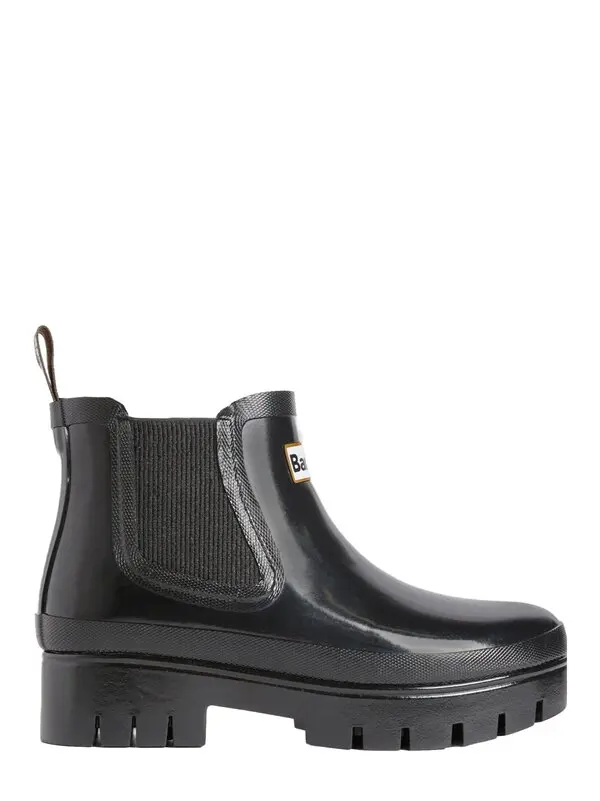 Barbour Glossy Side Elastic Thick Sole Short Rain Boot - Black