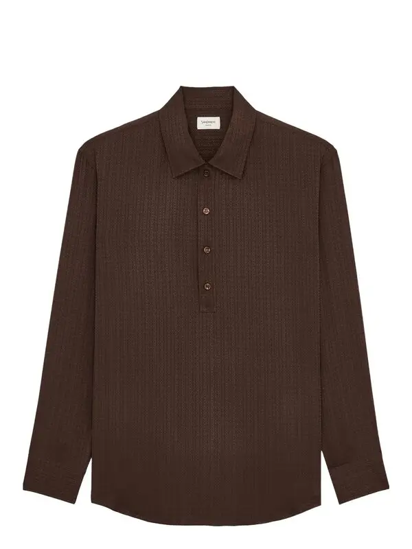 Saint Laurent Half-buttoned Jacquard Shirt - Chocolate
