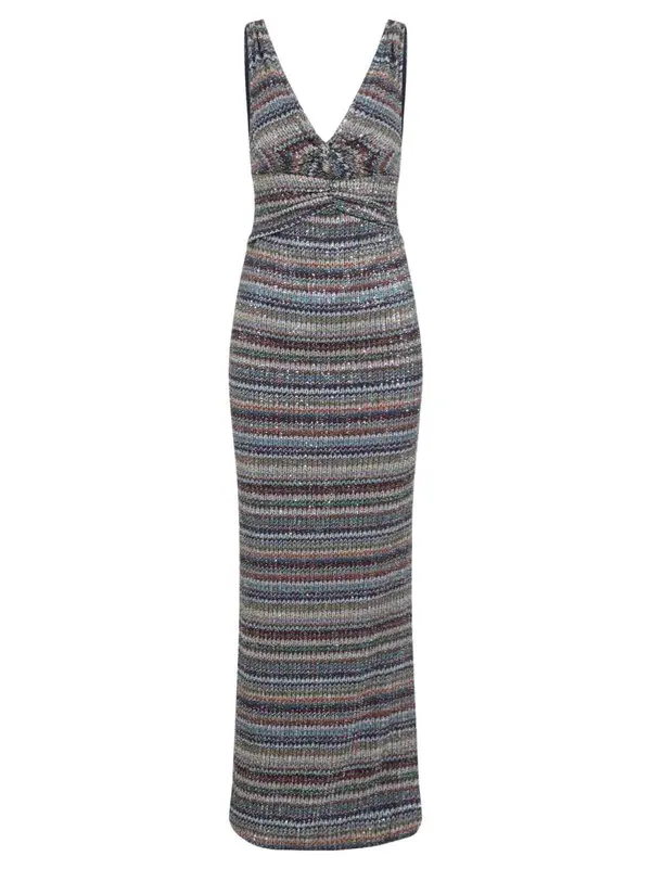 Missoni Caperdoni Ruched Knitted Dress - Multi Blue Red