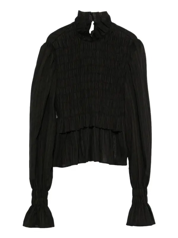ANN DEMEULEMEESTER Smocked Ruffled Blouse - Black