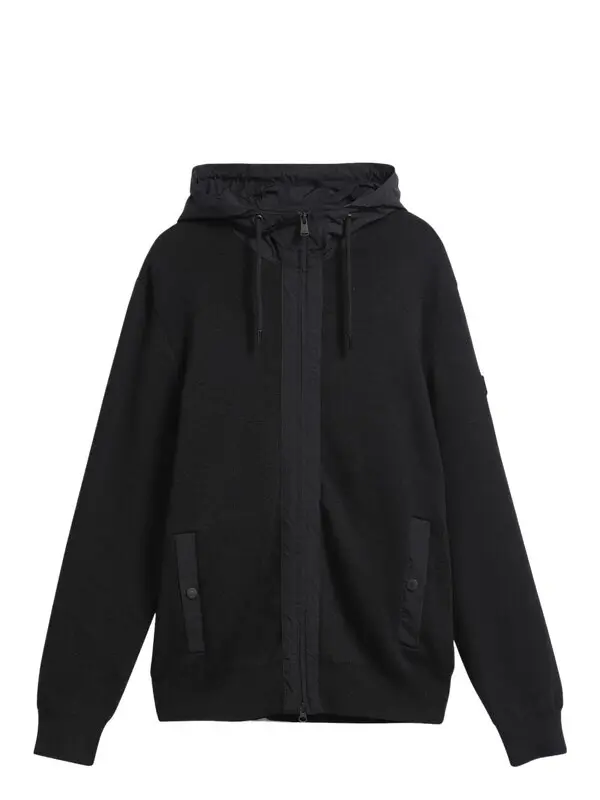 Barbour Long Sleeve Hooded Zip Knit Jacket - Black