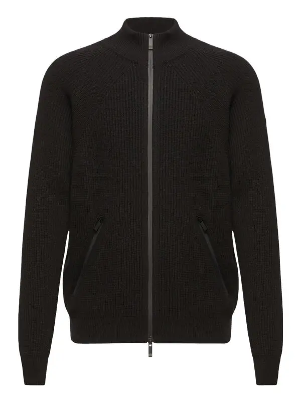 Moncler Cashmere Blend Zip-up Cardigan - Black