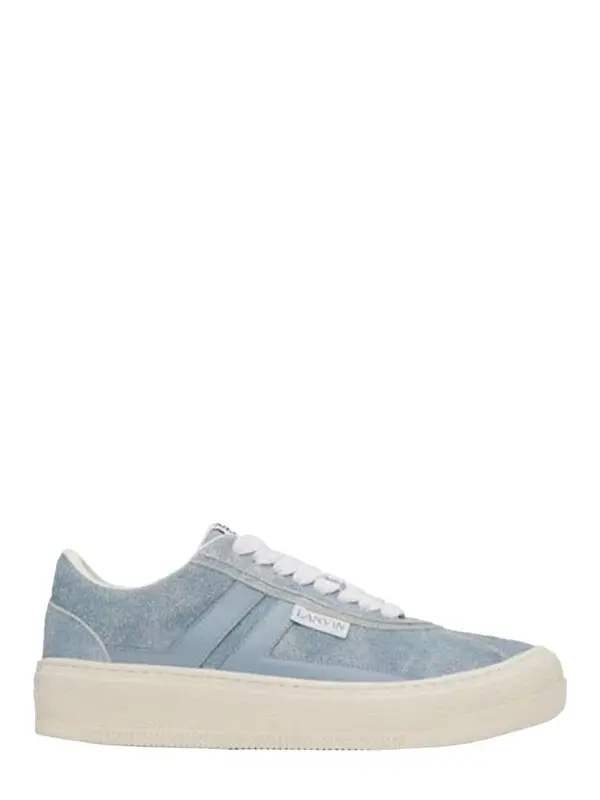 LANVIN Logo-detail Denim-panel Sneakers - Blue