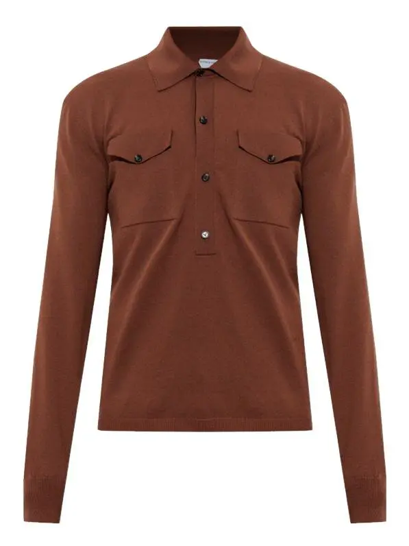 Bottega Veneta Long-sleeve Polo Shirt - Brown