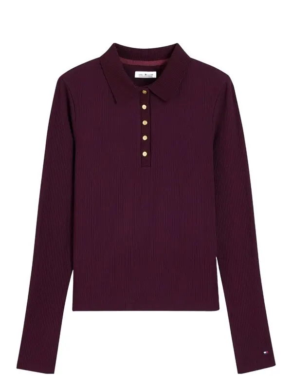 Tommy Hilfiger Rib Long-sleeve Polo Shirt - No