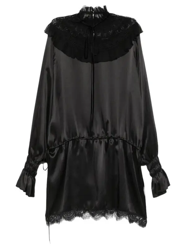 ANN DEMEULEMEESTER Armida Ruffle Collar Mini Dress - Black