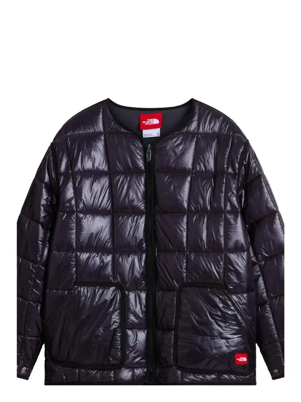 The North Face Dark Purple Shiny Crew Neck Quilted Jacket - Black