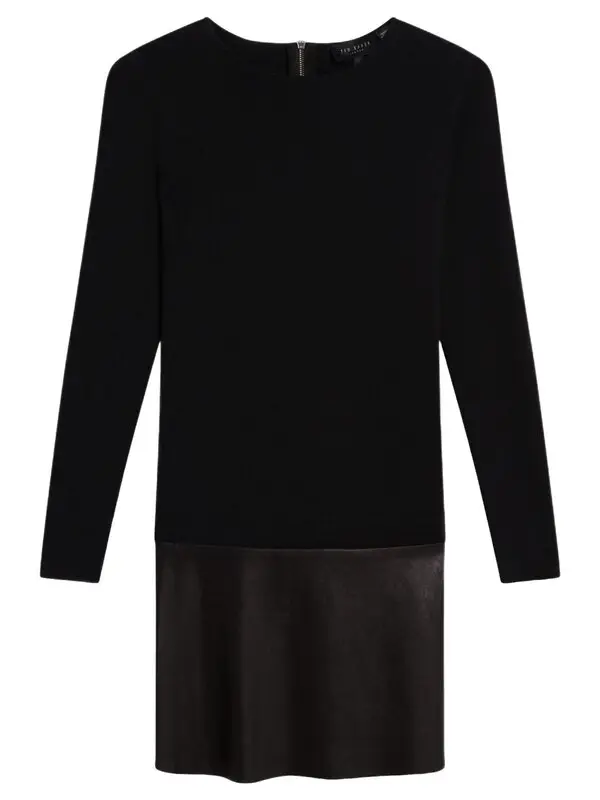 Victoria Beckham Long Sleeve Spliced Dress - Black