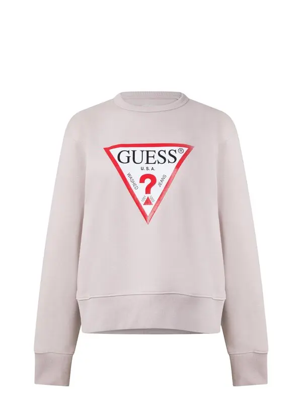 Guess Light Pink Triangle Print Crew Neck Sweatshirt - No