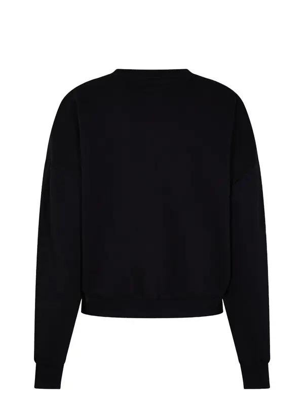 Guess Round-neck Short-length Dropped-shoulder Sweatshirt - Black