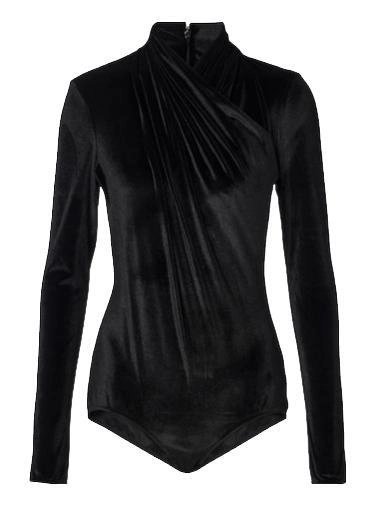 MUGLER Draped Velvet Bodysuit - No