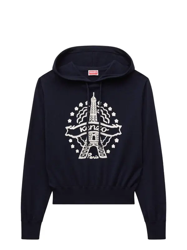 Kenzo Eiffel Tower Embroidered Hoodie - Blue-black