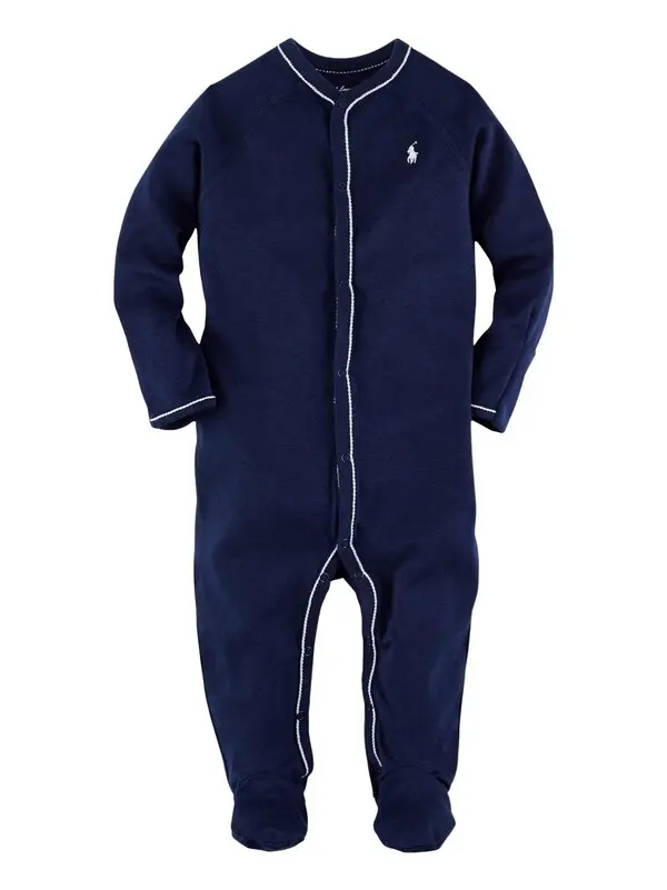 Polo Ralph Lauren Floral Trim Cotton Sleepsuit - No