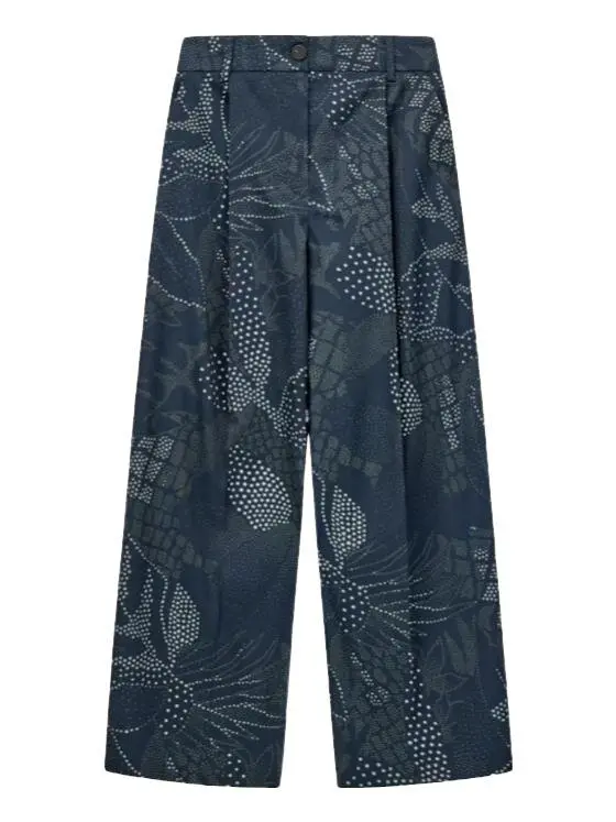 Emporio Armani Wide-leg Pleated Creponne Trousers With A Floral Dot Print - No
