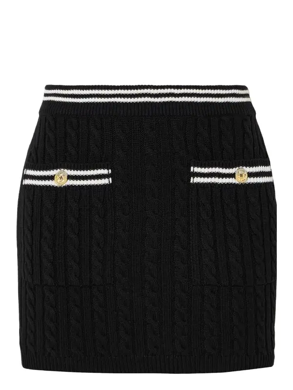 Alessandra Rich Cotton-knit Striped Mini Skirt - Black