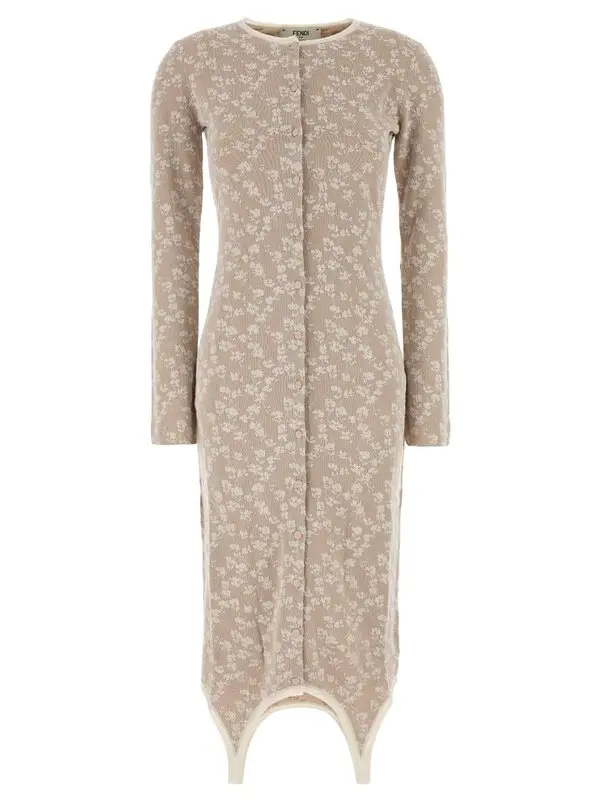 Fendi Embroidered Cotton Blend Dress - Multicolor