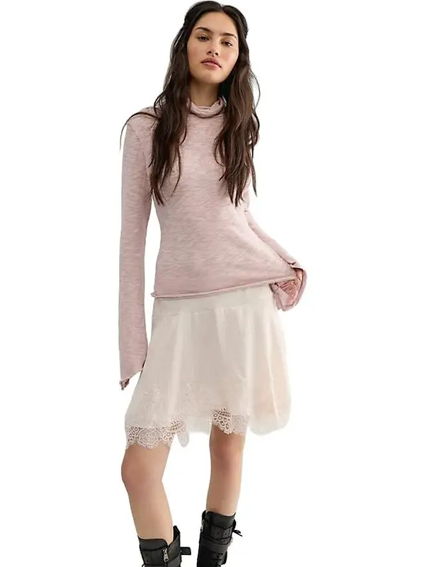 Free People We The Free Grandpa Slub Turtleneck Top - Washed Lilac