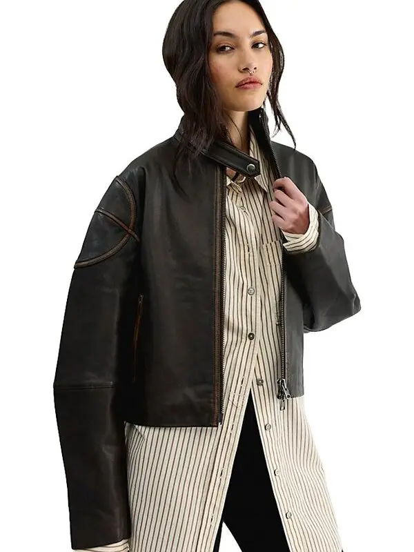 AGOLDE Pierson Leather Jacket - Chai