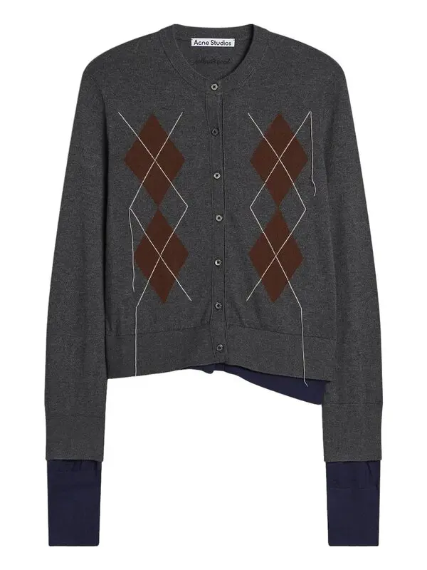 Acne Studios Kohona Silky Wool Cardigan - Dark Grey/multi