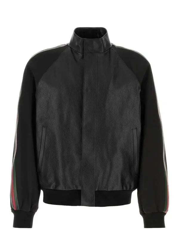Gucci Leather Bomber Jacket - Black