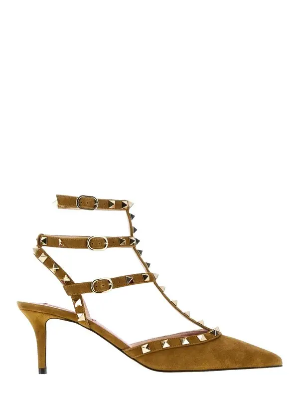 Valentino Garavani Beige Suede Rockstud Pumps - Brown