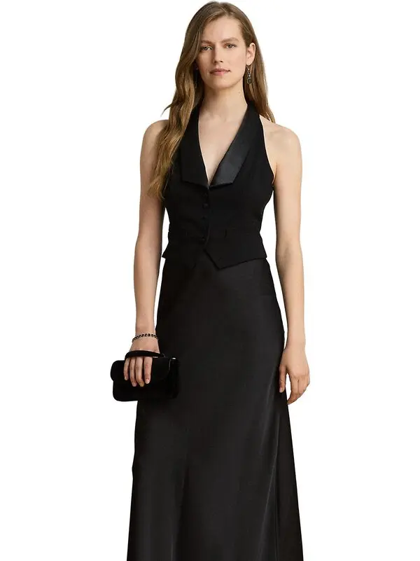 Ralph Lauren Double-faced Crepe & Satin Gown - Black