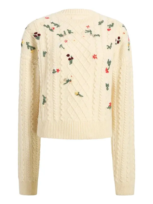 Khaite Elias Embroidery Sweater - Ivory