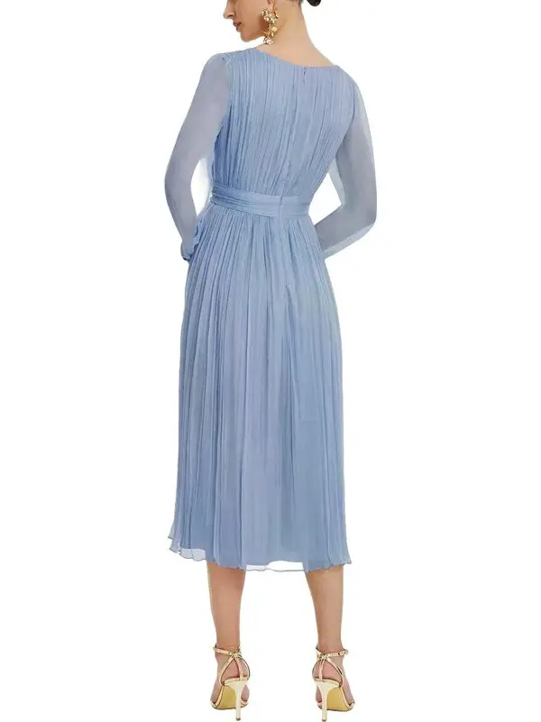 FRAMBOISE Vasquez Pleated Silk Midi Dress - Blue