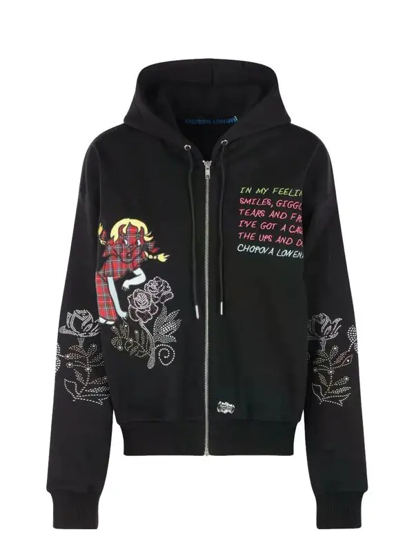 CHOPOVA LOWENA Feelings Panic Graphic-print Zip-up Hoodie - Black