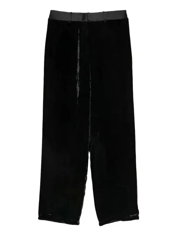 FORTE_FORTE Crushed-velvet Satin-trim Trousers - Black