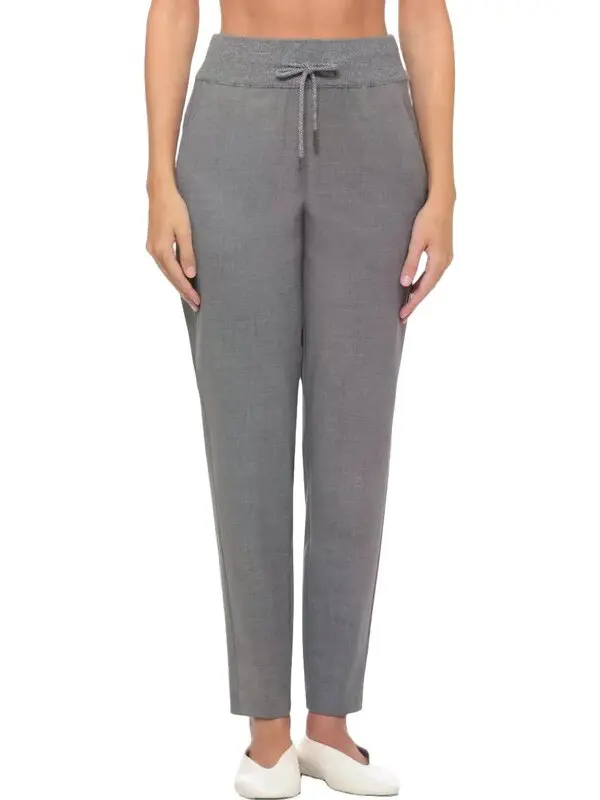 PANICALE Drawstring-waist Tapered Trousers - Grey