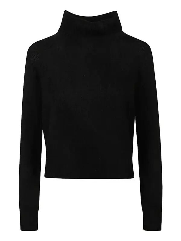BEYOU Roll-neck Knitted Sweater - Black