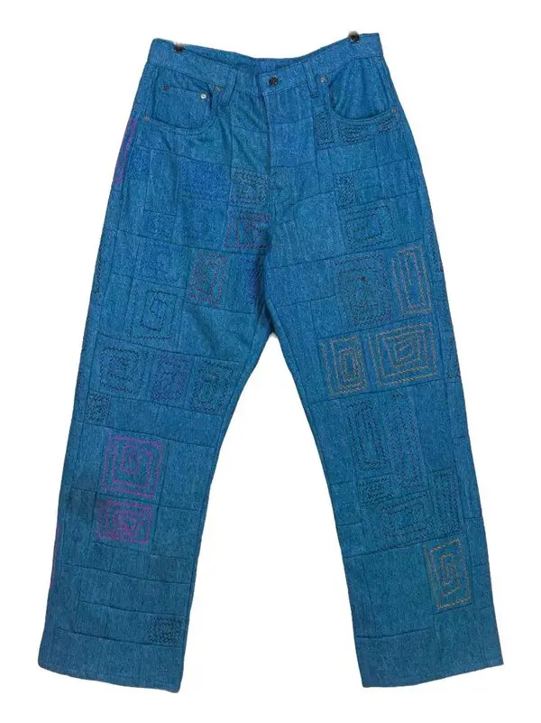 GLASS CYPRESS Patchwork Embroidered Jeans - Blue