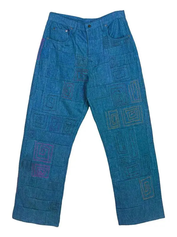 GLASS CYPRESS Patchwork Embroidered Jeans - Blue