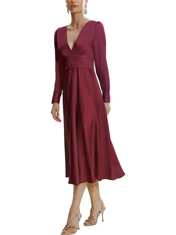 FRAMBOISE Satin-finish Bow-detail Midi Dress - Red