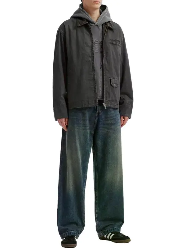 Izzue Contrast-collar Logo-embroidered Jacket - Grey