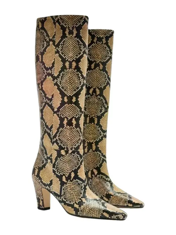 AeydĒ Silva Snake-effect Knee-high Boots - Neutrals