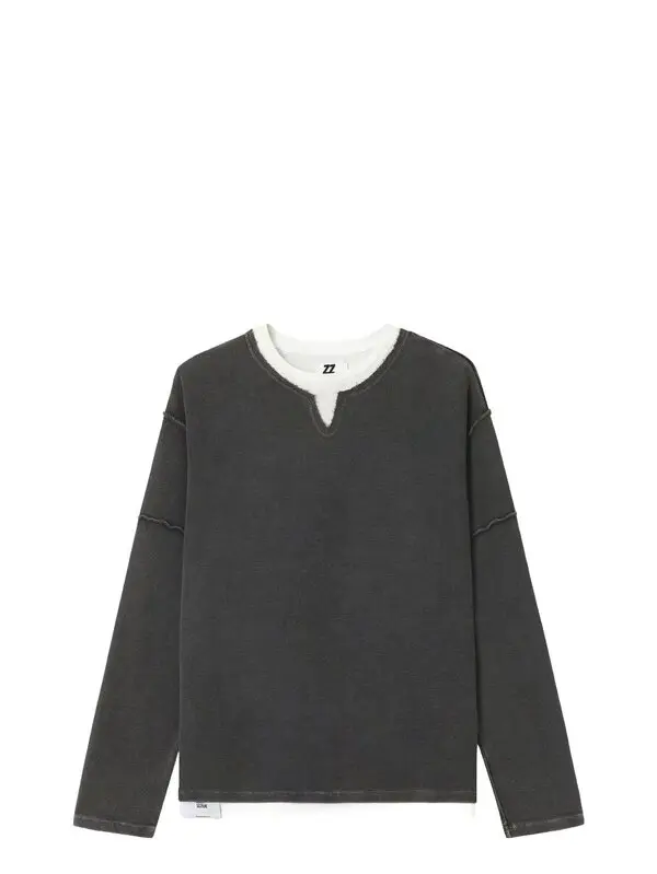 Izzue Layered Raw-edge Sweatshirt - Grey