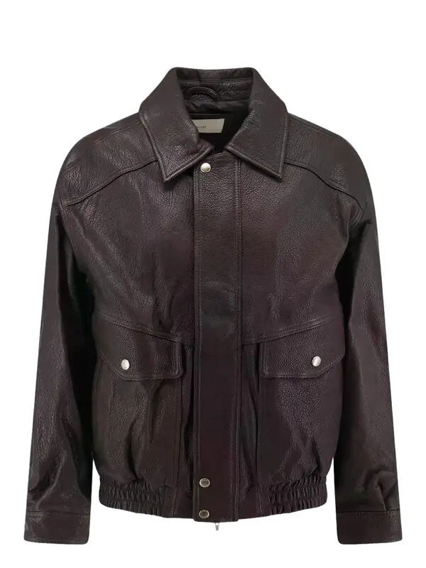 DUNST Oversized Grained-leather Jacket - Brown