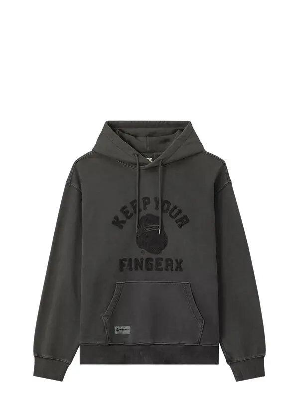 FINGERCROXX Logo-embroidered Hoodie - Grey