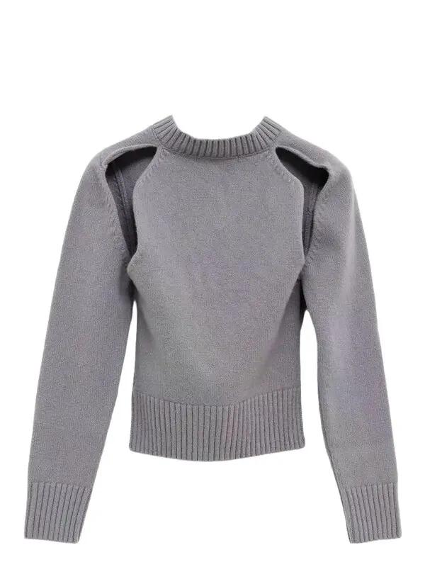 JULIE KEGELS Shrunken Cut-out V-neck Sweater - Grey