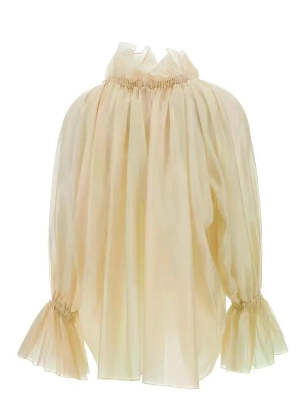 THELATEST Estelle Ruffled High-neck Blouse - Neutrals