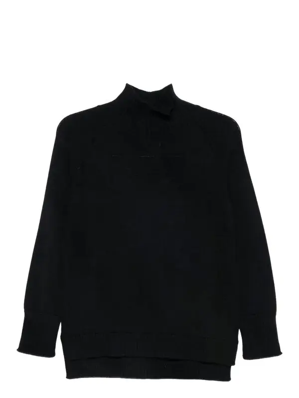 INTRECCI High-neck Raglan-sleeve Sweater - Blue