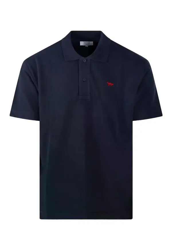 Maison Kitsuné Red Profile Fox Patch Polo Shirt - Blue