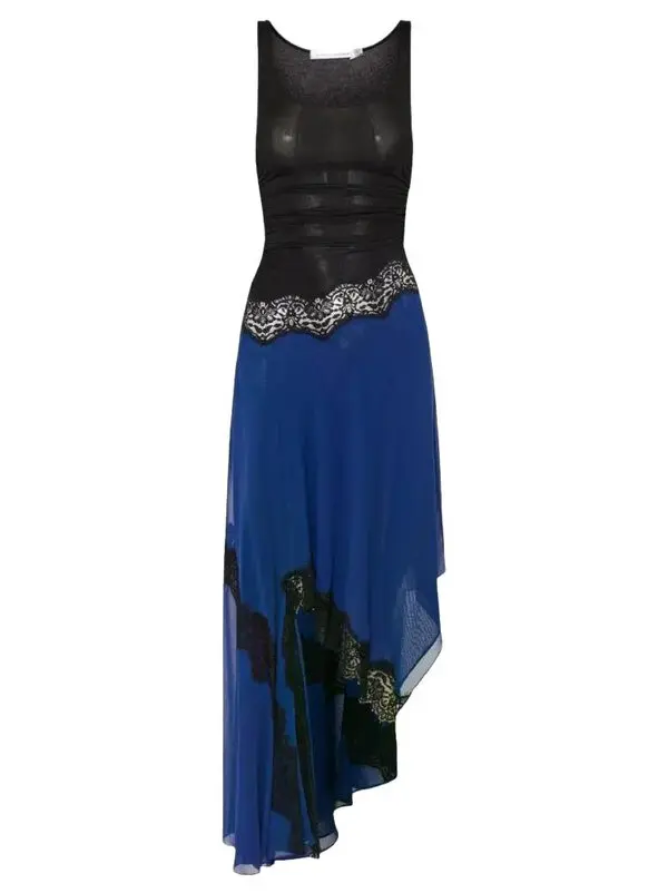 Christopher Esber Lace-trim Asymmetric Midi Dress - Blue