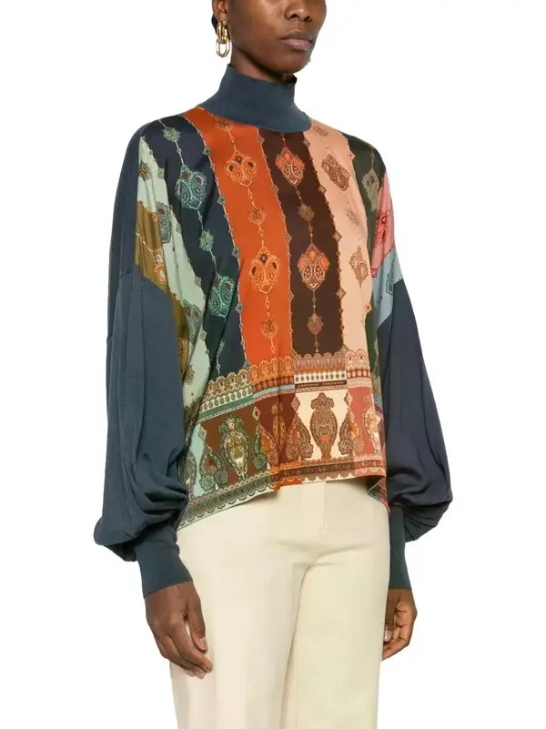 Zimmermann Paisley-print Panelled Sweater - Blue