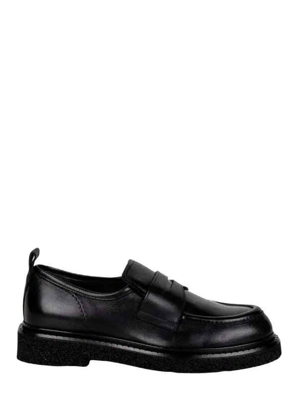 GUGLIELMO ROTTA Leather Penny Loafers - Black