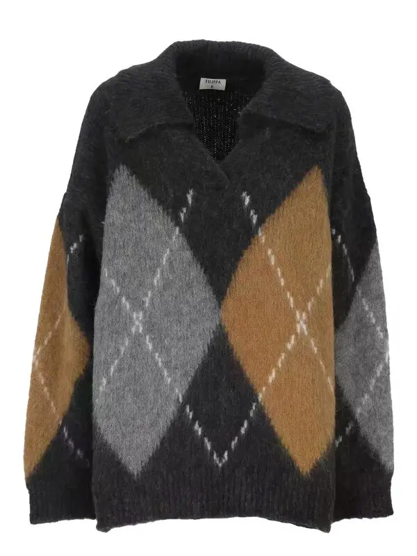 Filippa K Argyle-knit Sweater - Grey